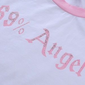 Tops | White Sparkly 69 Angel Y2k Crop Tshirt | Poshmark